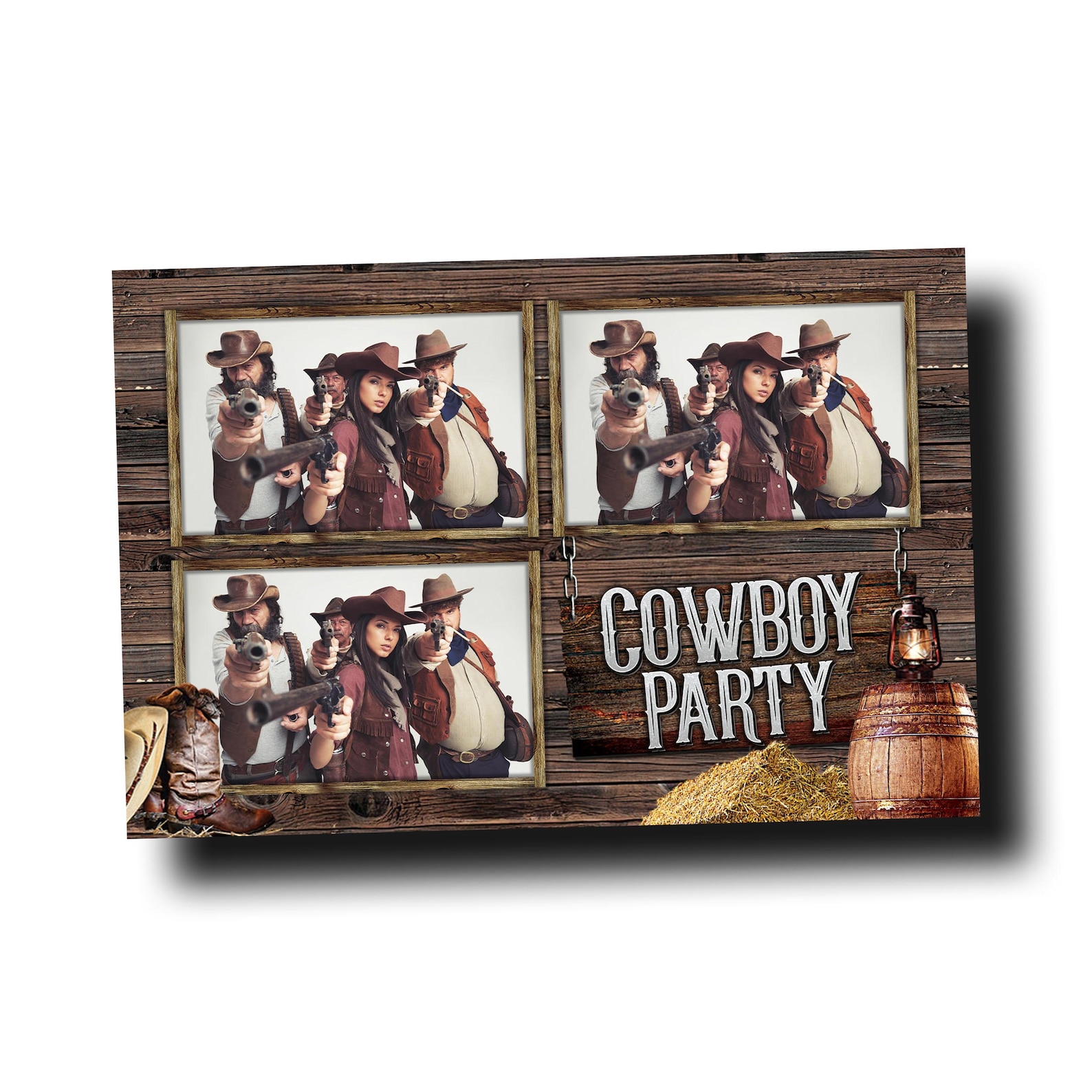 Cowboy Party Photobooth Template 4x6 Rodeo Western Theme Birthday Photo ...