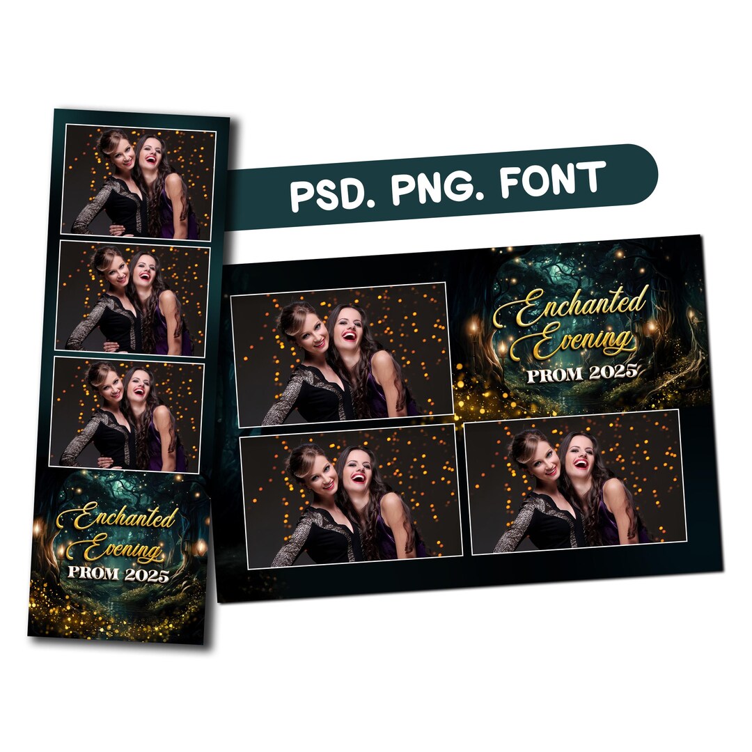 Enchanted Evening Prom 2025 Photobooth Template 2x6 & 4x6 Graduation ...