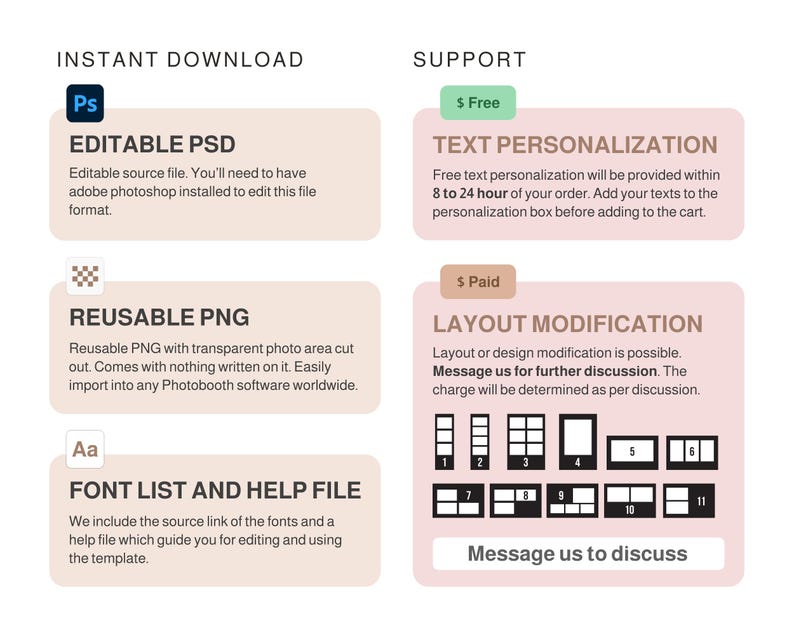 Wedding Photobooth Template Bundle in Greenery With Gold Borders 2x6 ...