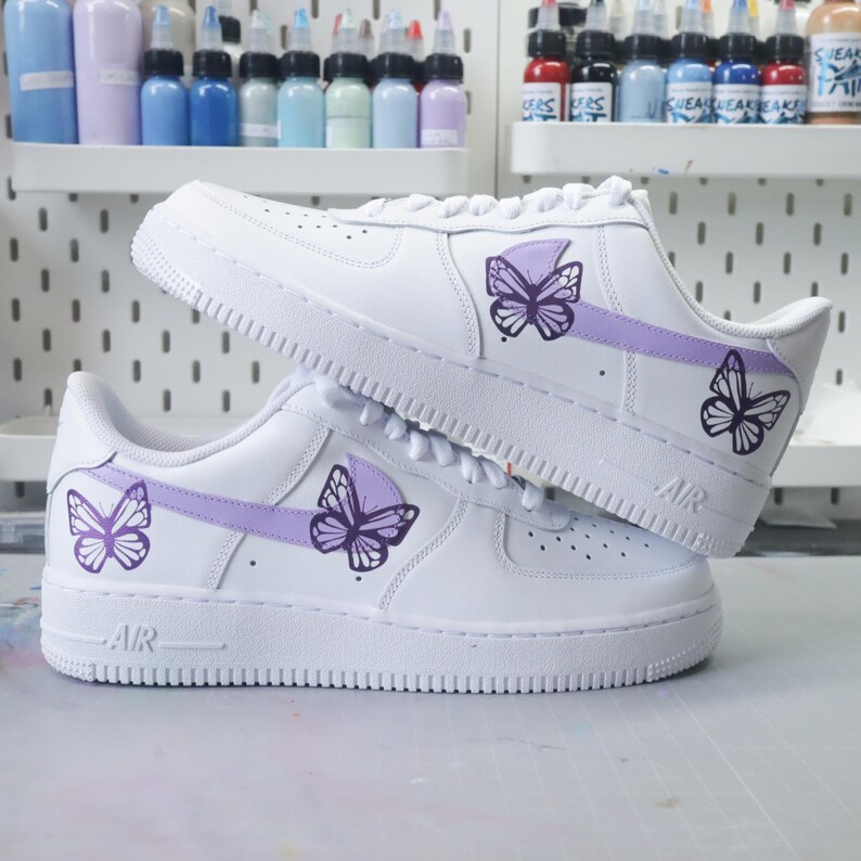 Custom Air Force 1 Custom Metallic Purple Butterfly Hand Painted ...
