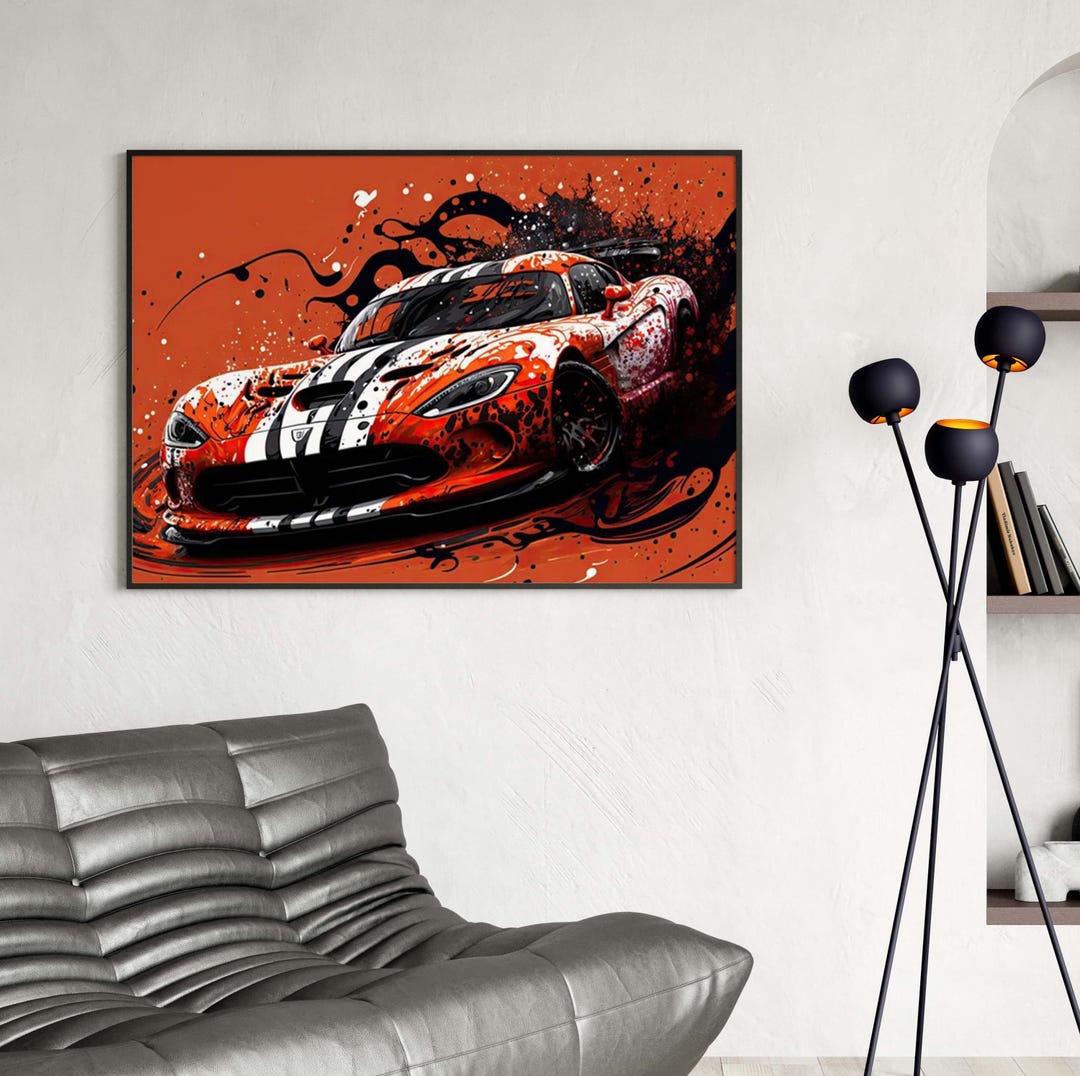 Orange Splash Sports Car Poster – Modern Automotive Street Art Poster ...