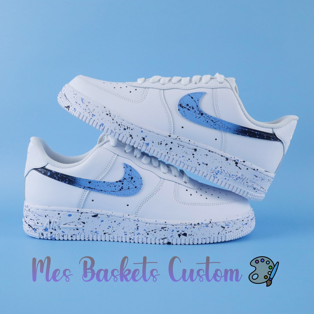 Custom Sneakers Air Force 1 Custom Splash Gradient Blue Sneakers Pastel ...