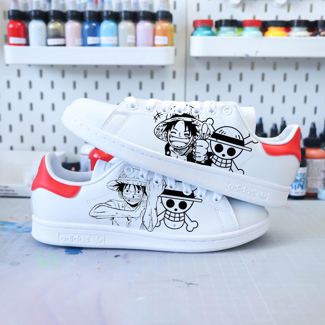 Stan Smith Custom Luffy - Custom Sneakers Hand Painted Drawing Anime ...