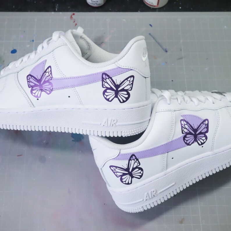 Custom Air Force 1 Custom Metallic Purple Butterfly Hand Painted ...