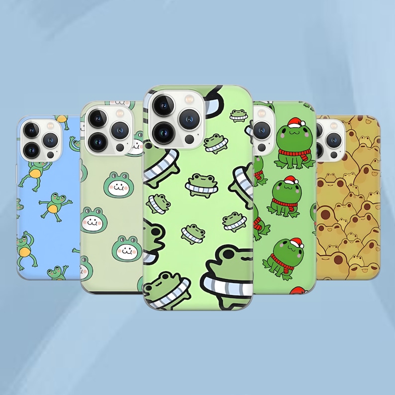 Cute Frog Pattern Phone Case Aesthetic Frog Cover for iPhone 16 Pro, 15 ...
