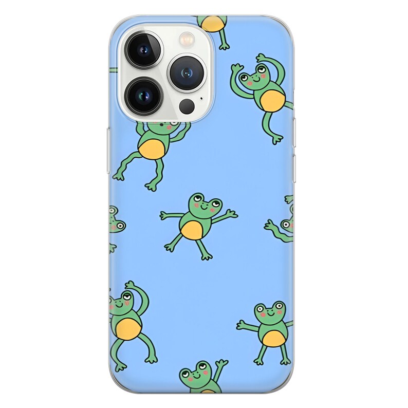 Cute Frog Pattern Phone Case Aesthetic Frog Cover for iPhone 16 Pro, 15 ...