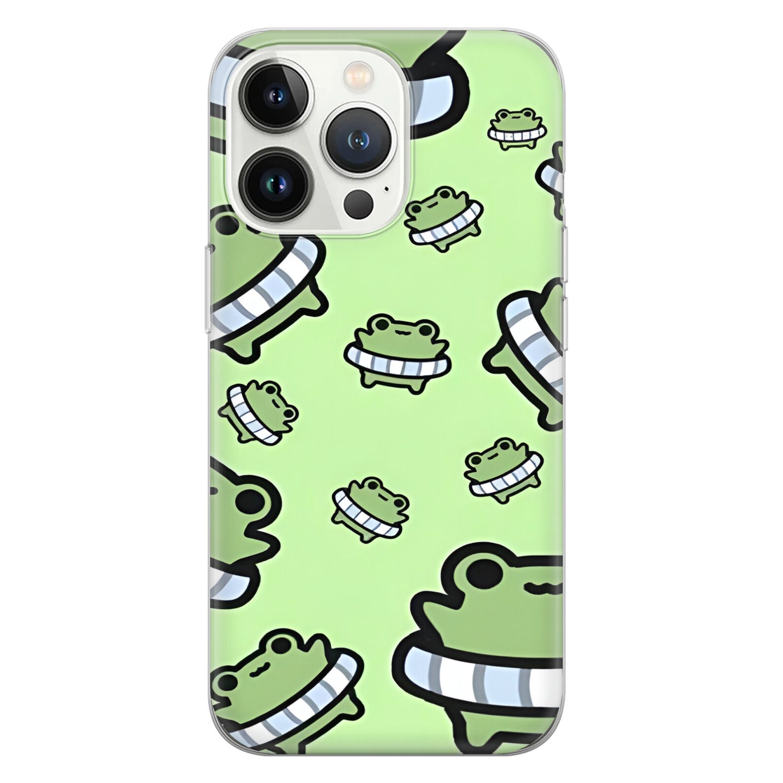 Cute Frog Pattern Phone Case Aesthetic Frog Cover for iPhone 16 Pro, 15 ...