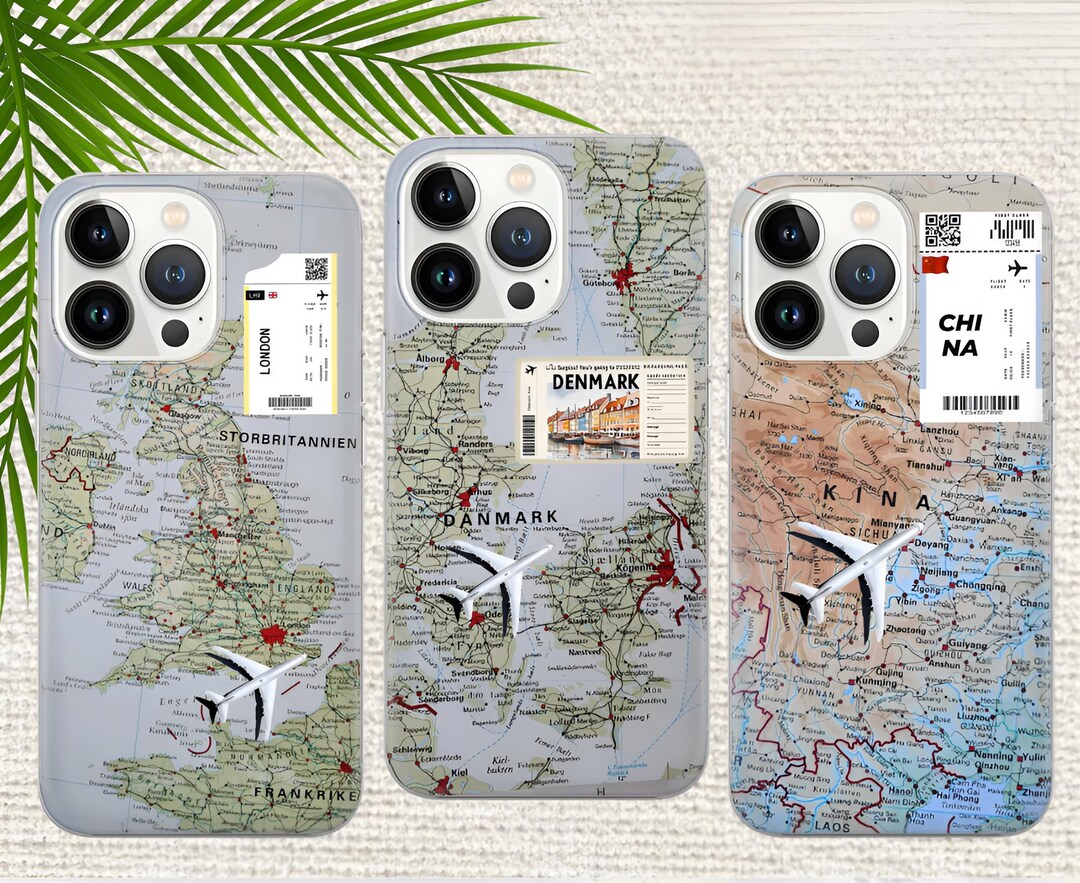 World Map Phone Case Travel Cover Fit for iPhone 16 Pro Max, 15 Plus ...