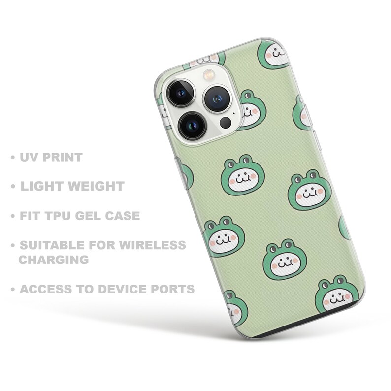 Cute Frog Pattern Phone Case Aesthetic Frog Cover for iPhone 16 Pro, 15 ...