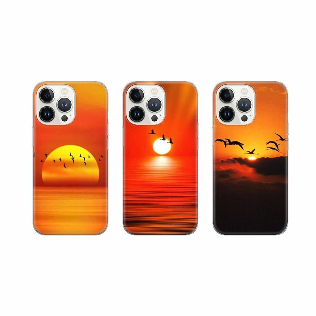 Ocean Sunset Phone Case: Vibrant Sunrise, Birds, Soft Gel - Etsy