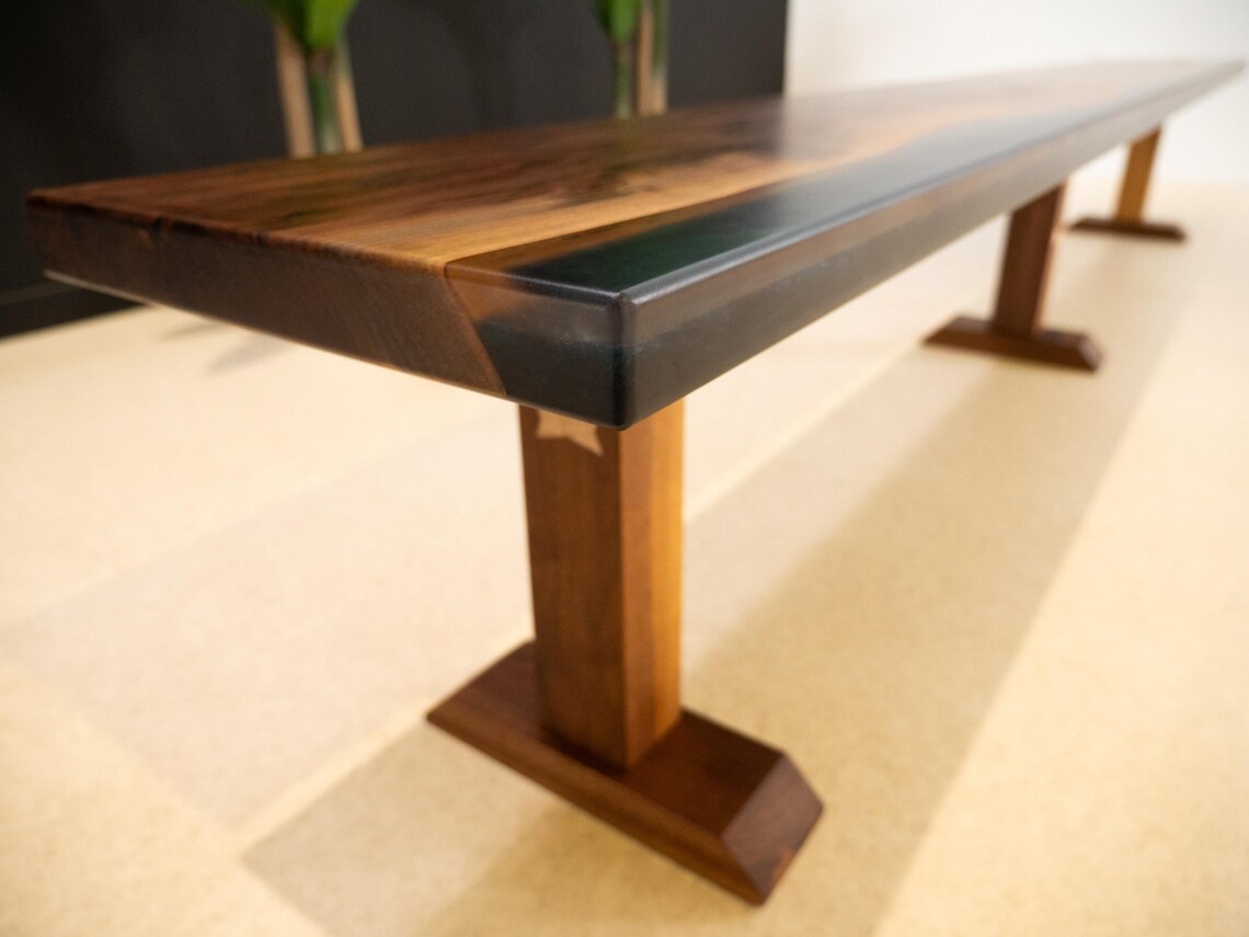 Spalted Walnut Epoxy Benches - Live Edge Design - Etsy