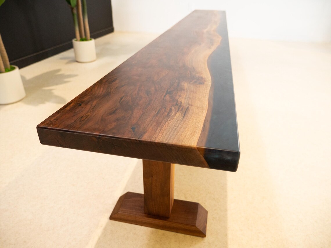 Spalted Walnut Epoxy Benches - Live Edge Design - Etsy