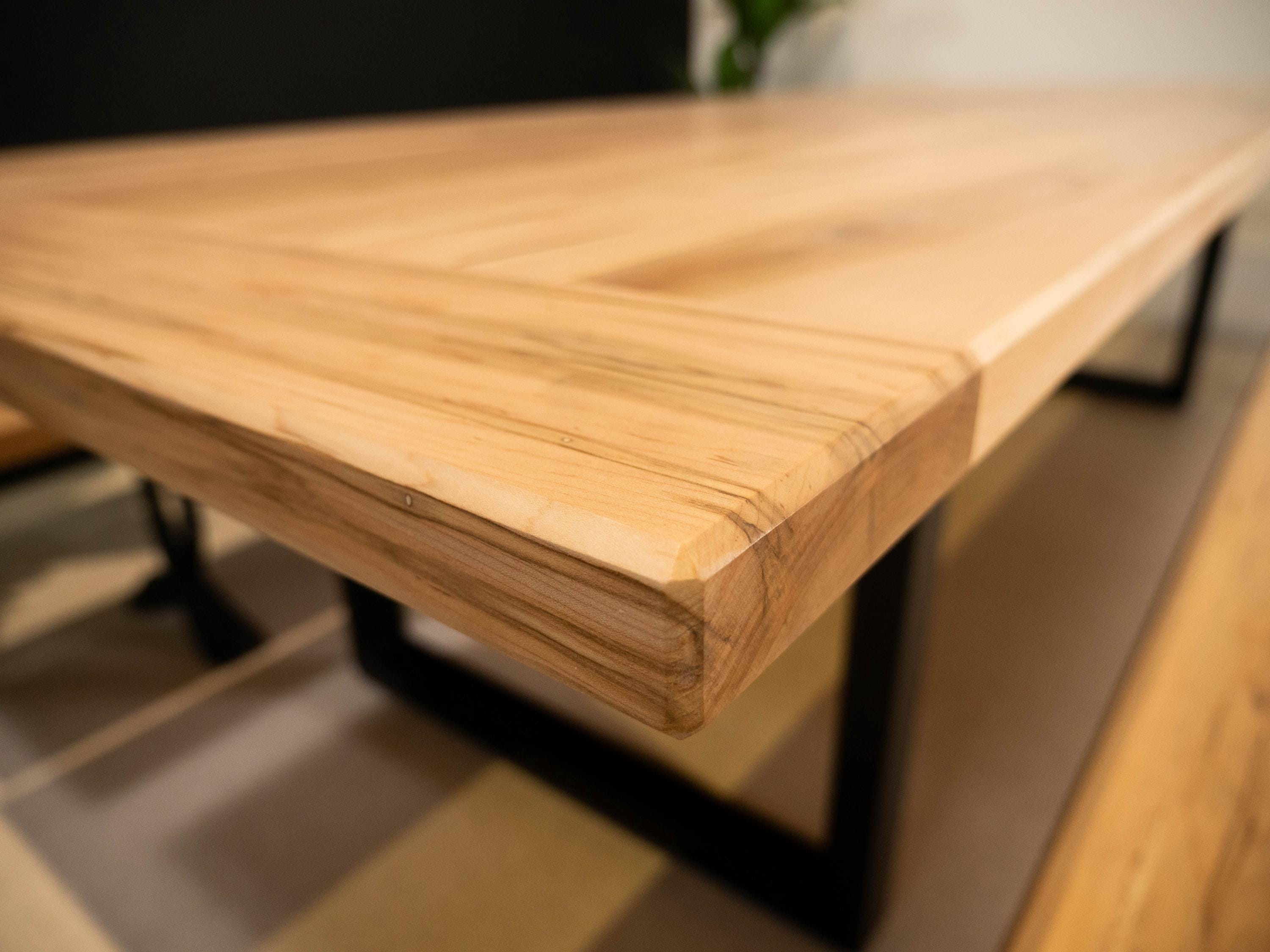 Handcrafted Wormy Maple Dining Table – Rustic Modern Table With Black ...