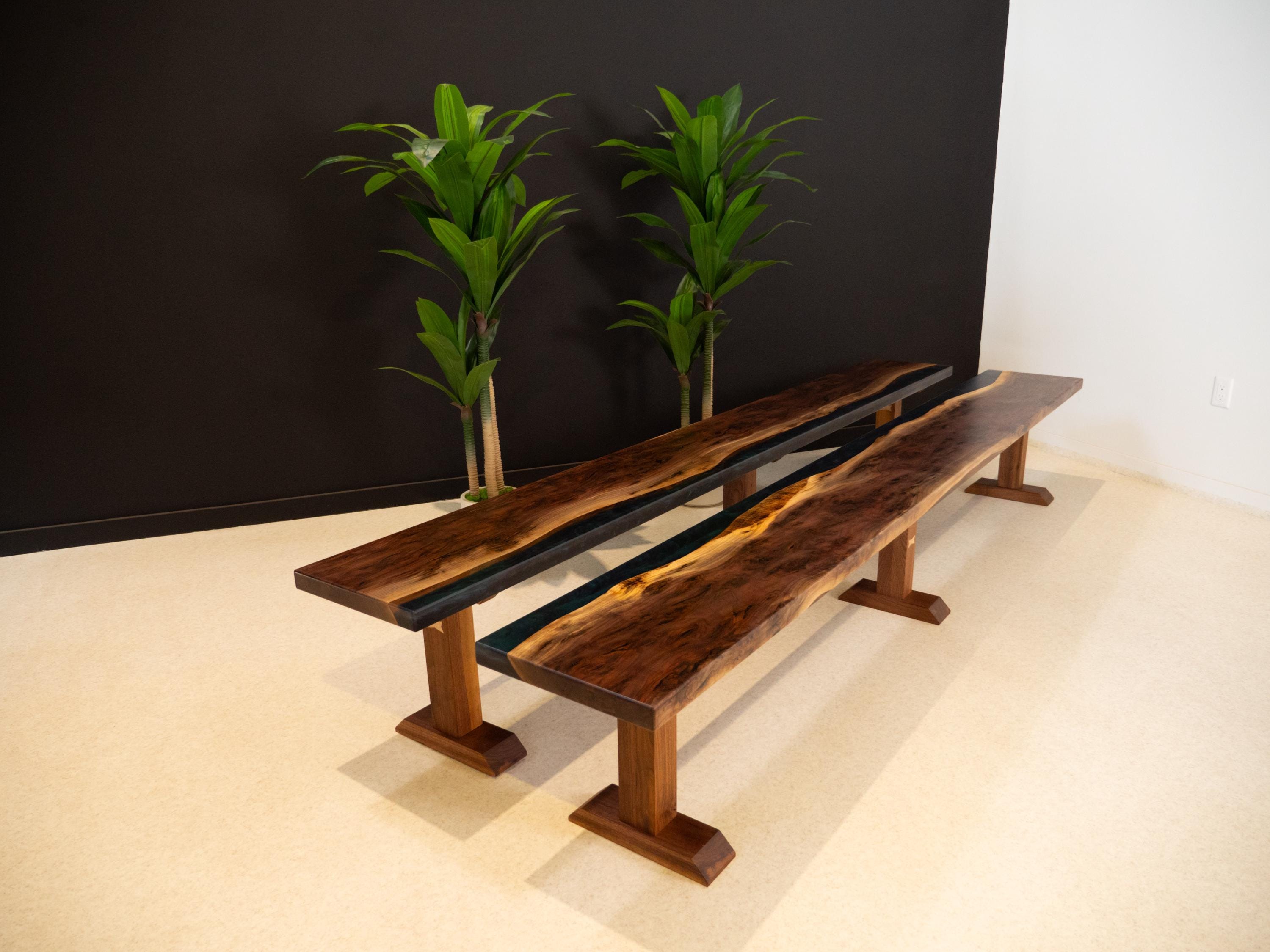 Spalted Walnut Epoxy Benches - Live Edge Design - Etsy