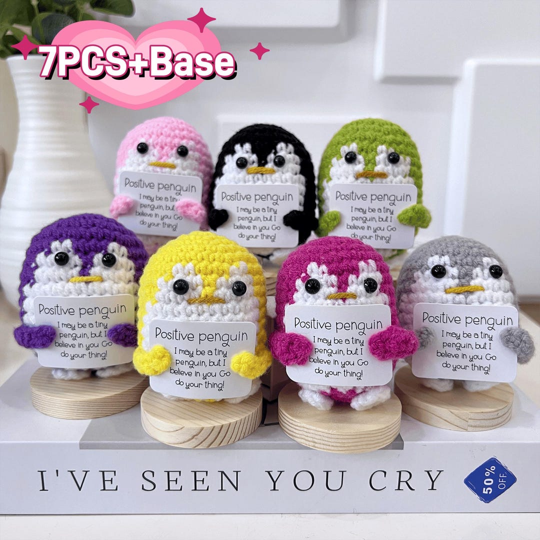 8 Cute Handmade Crochet Positive Penguin,crochet Penguin,positive ...