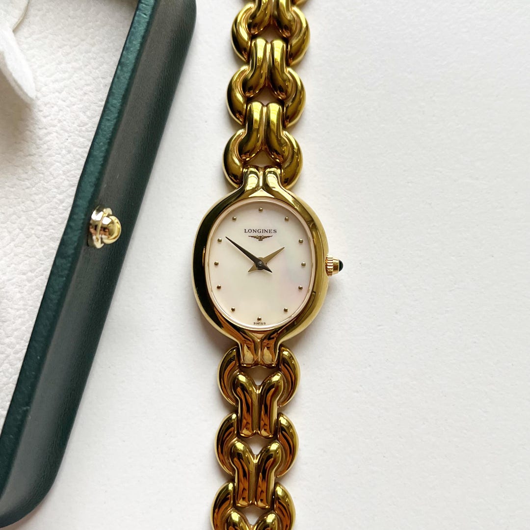 Vintage Longines Swiss Women’s Gold Watch - Seashell Dial - Gift Box ...