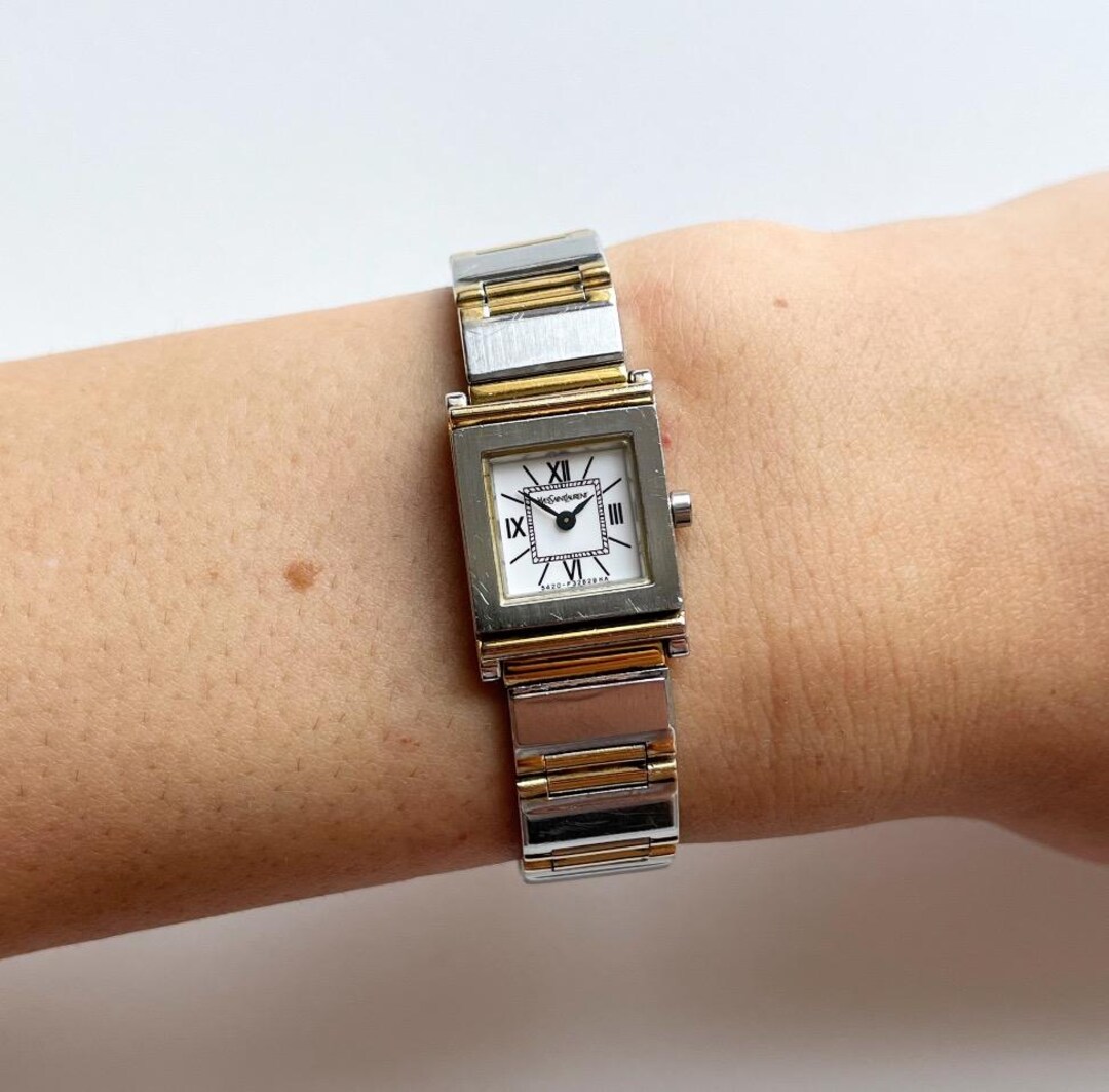 Vintage YSL Tank Watch - 90s Yves Saint Laurent Gold & Silver - Etsy Canada