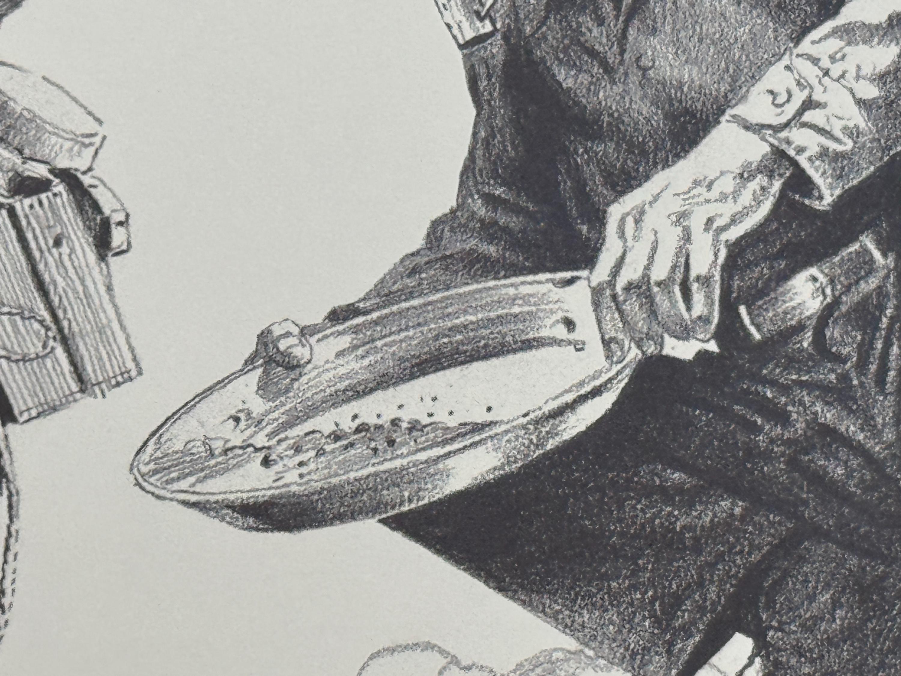 Vintage Gold Rush Lithograph: Miner Panning, (16x12 In.) - Ben Kudo Art ...