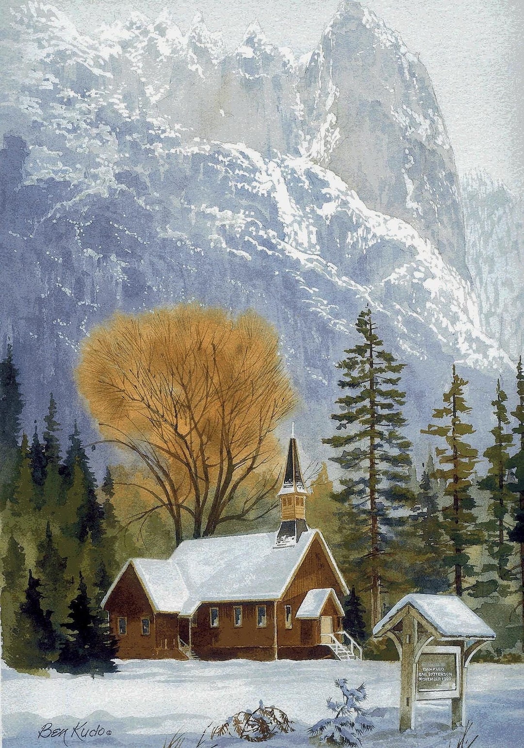 Yosemite Wedding Chapel in a Winter Wonderland - Unframed Limited ...