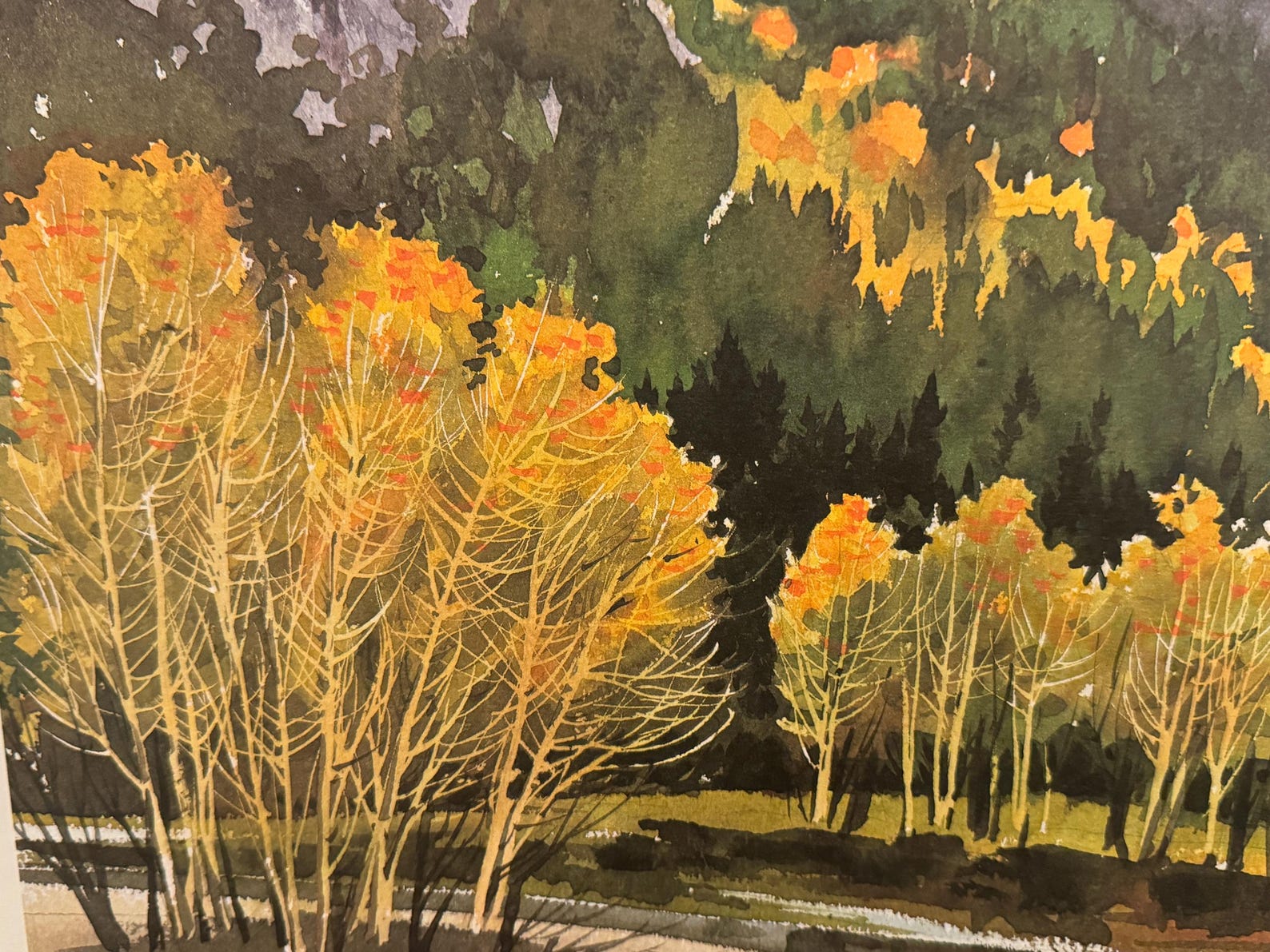 Yosemite Sentinel Rock Autumn Watercolor Lithograph Print Ben Kudo Art ...