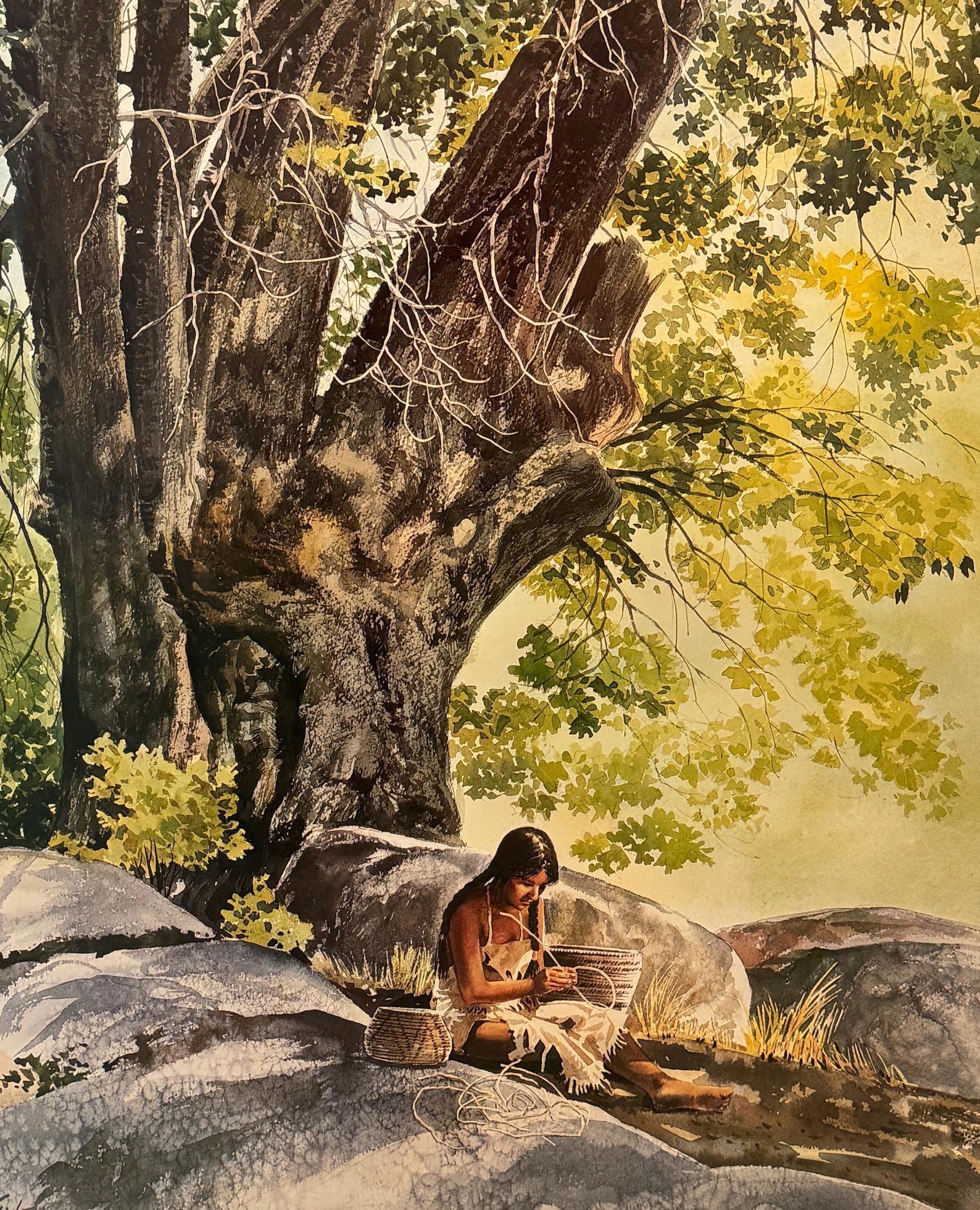 Miwok Maiden Lithograph: Yosemite Art (23x30 Inch), by Ben Kudo ...