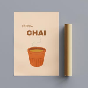 Sincerely Chai - Wall Art Print Poster | South Asian Kitchen Decor ...
