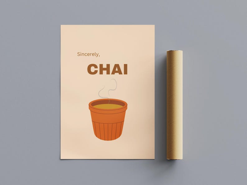 Sincerely Chai - Wall Art Print Poster | South Asian Kitchen Decor ...