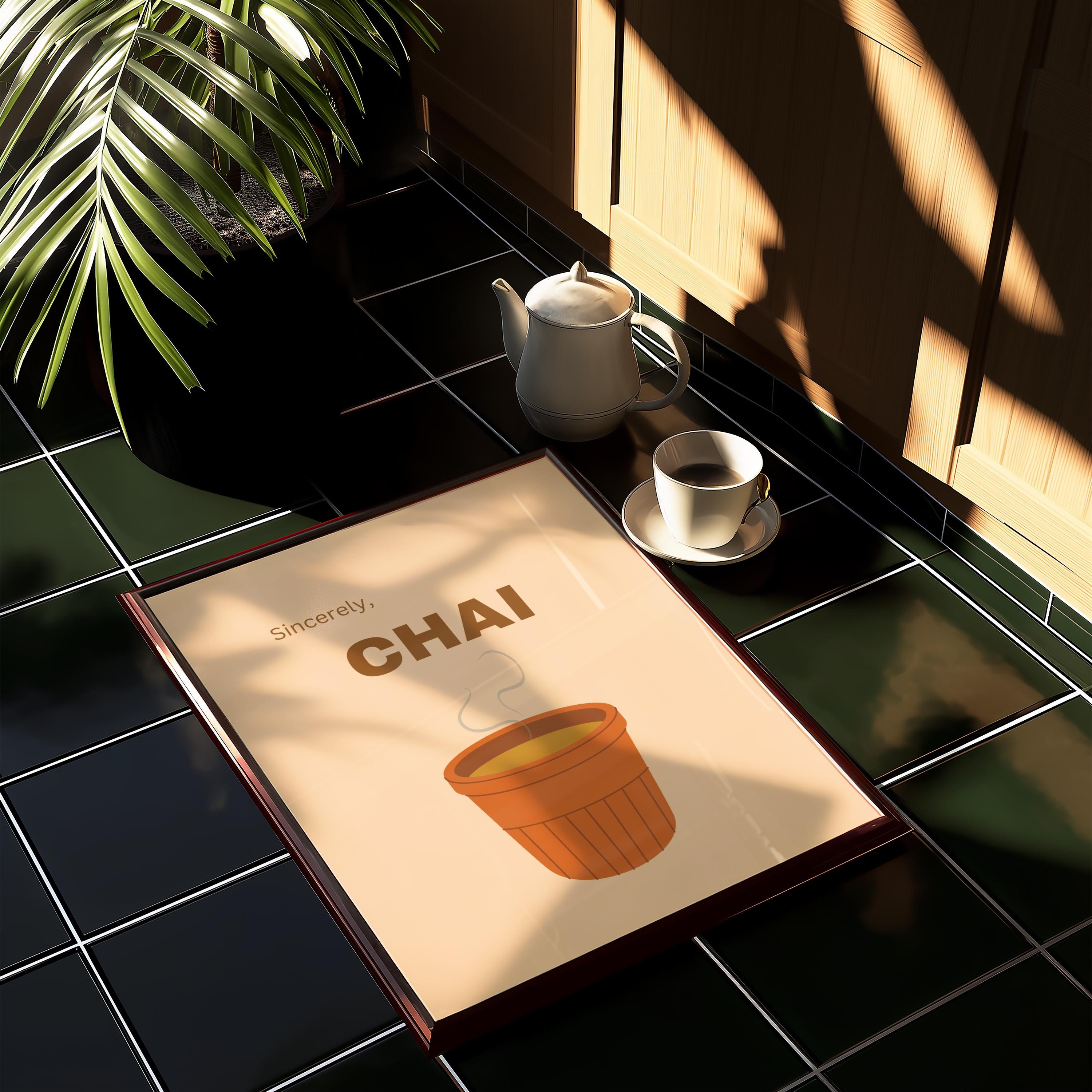 Sincerely Chai - Wall Art Print Poster | South Asian Kitchen Decor ...