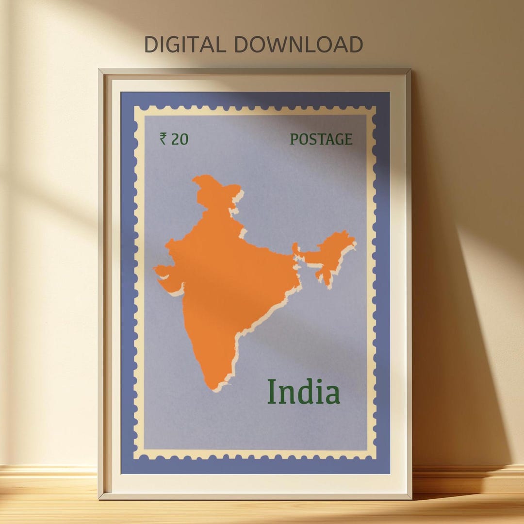 India Postage Stamp - Digital Download | Indian Wall Art | Vintage ...