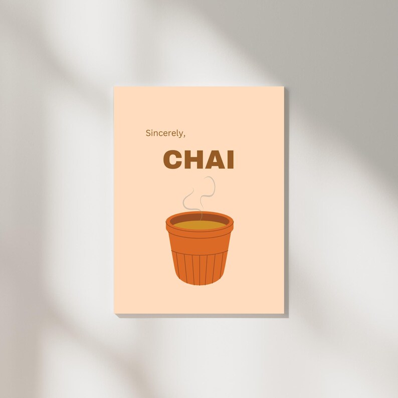 Sincerely Chai - Wall Art Print Poster | South Asian Kitchen Decor ...
