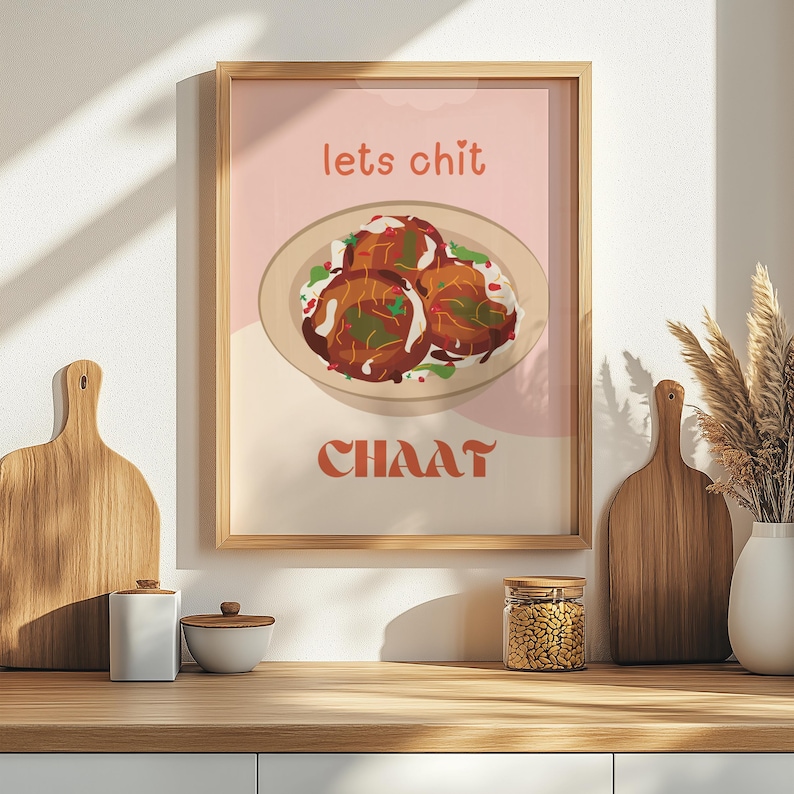 Lets Chit Chaat - Wall Art Poster | Desi Food Art Print | Indian ...