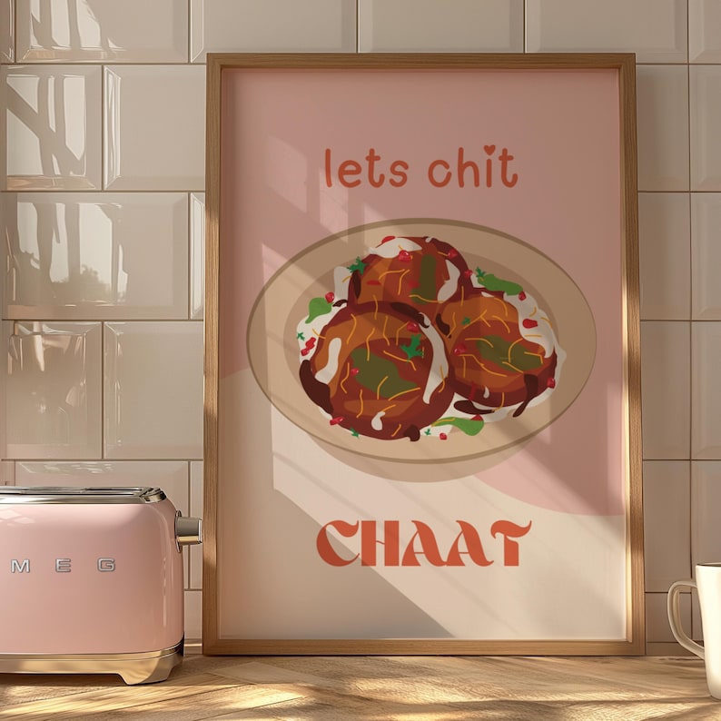 Lets Chit Chaat - Wall Art Poster | Desi Food Art Print | Indian ...