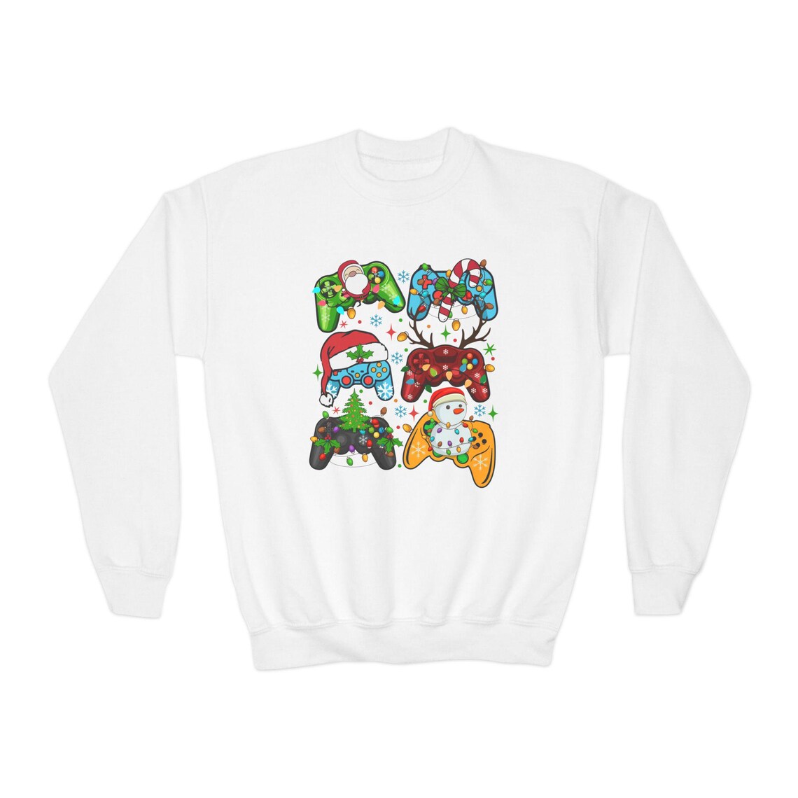 Christmas Gaming Controller Youth Sweatshirt, Holiday Gaming Jumper ...