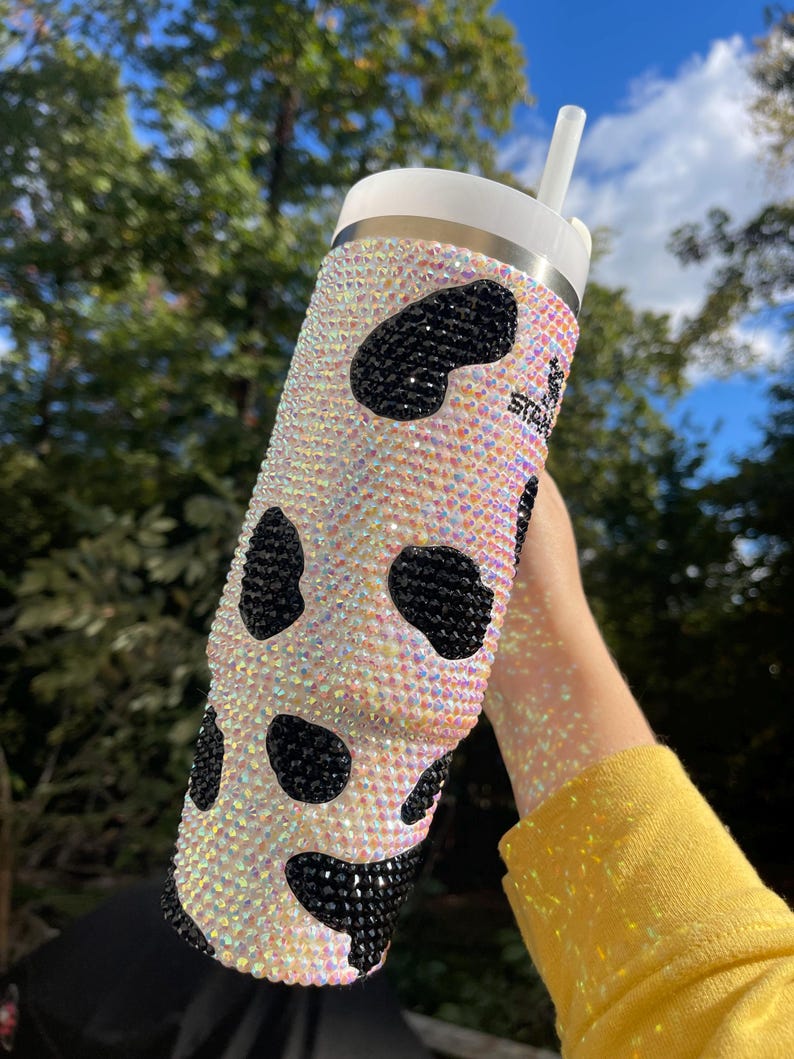 Stanley Cow Print Glitter Rhinestone 30 Oz. Tumbler - Etsy