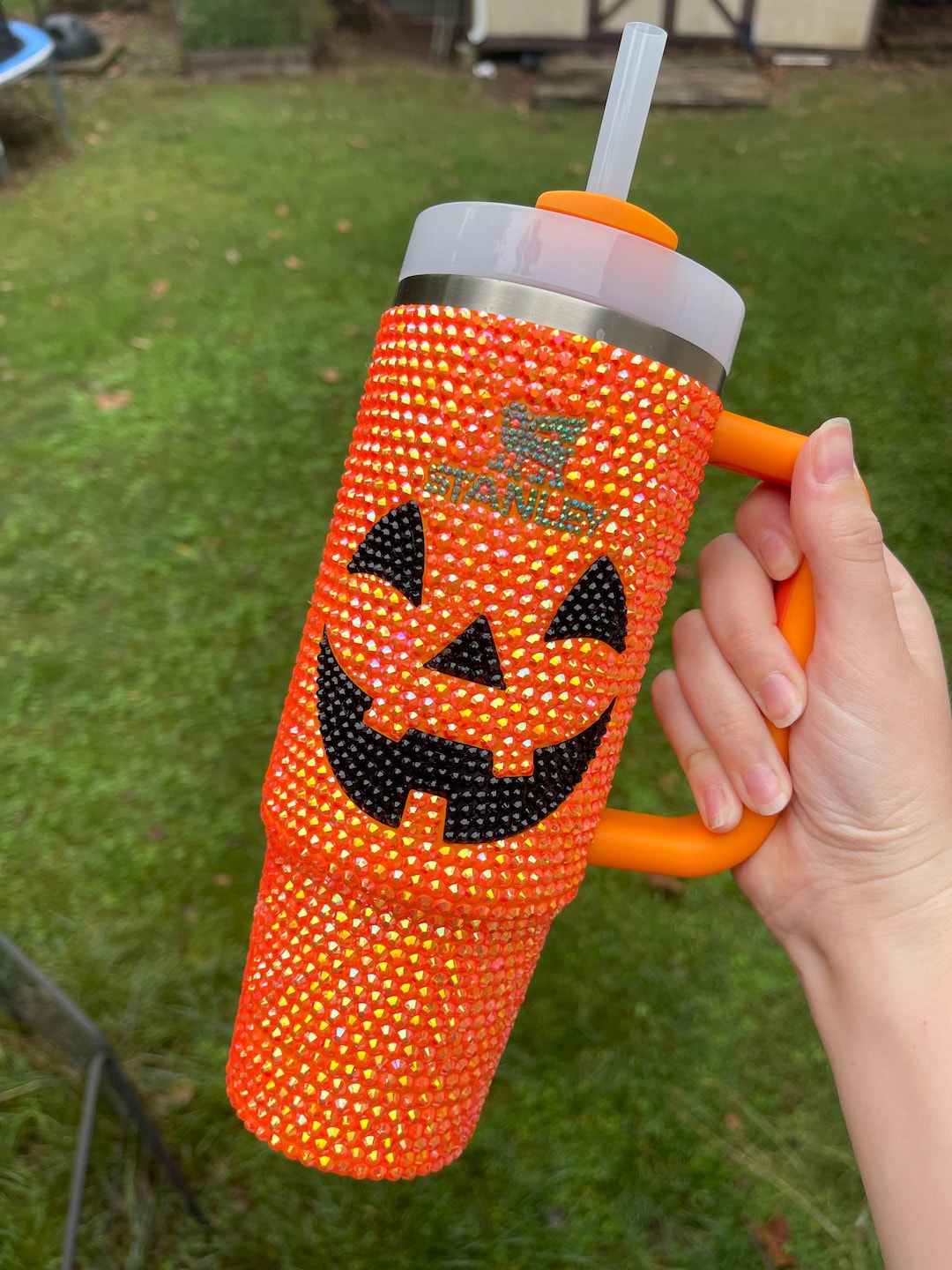 Stanley 30oz Jack O Lantern Glitter Rhinestone Tumbler - Etsy