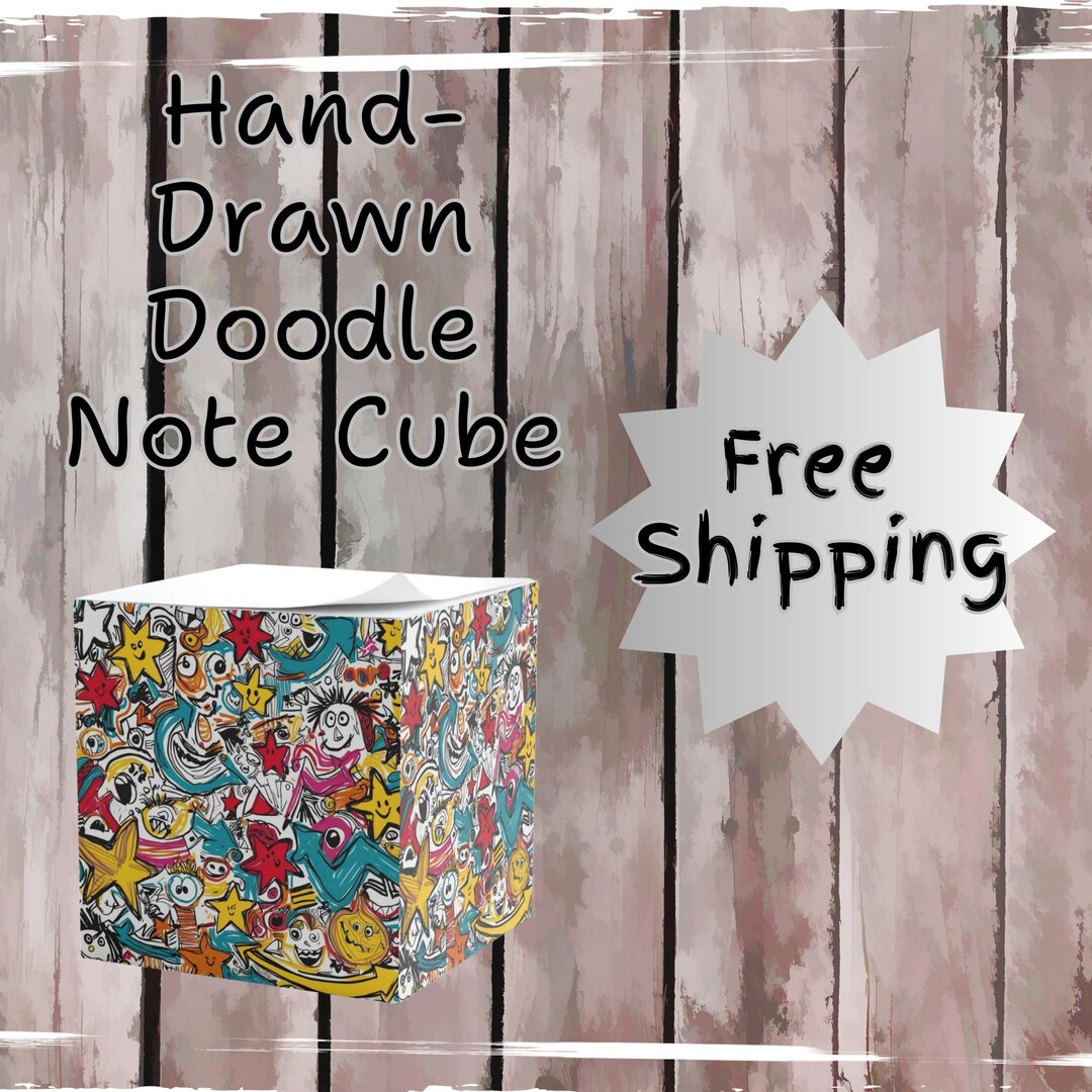 Hand-drawn Doodle Note Cube Fun, Chaotic Mix With Stars, Arrows, and ...