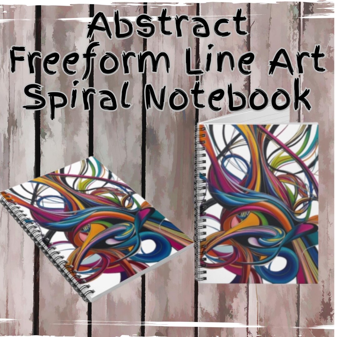 Abstract Freeform Line Art Spiral Notebook Ruled Line Modern Minimalist ...