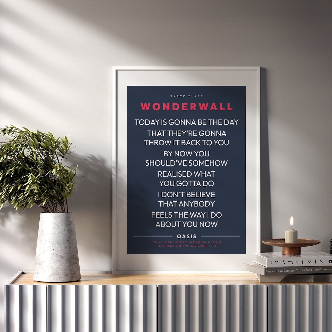 Oasis Wonderwall Poster, Music Print, Music Lyric Art, Quote Wall Art ...