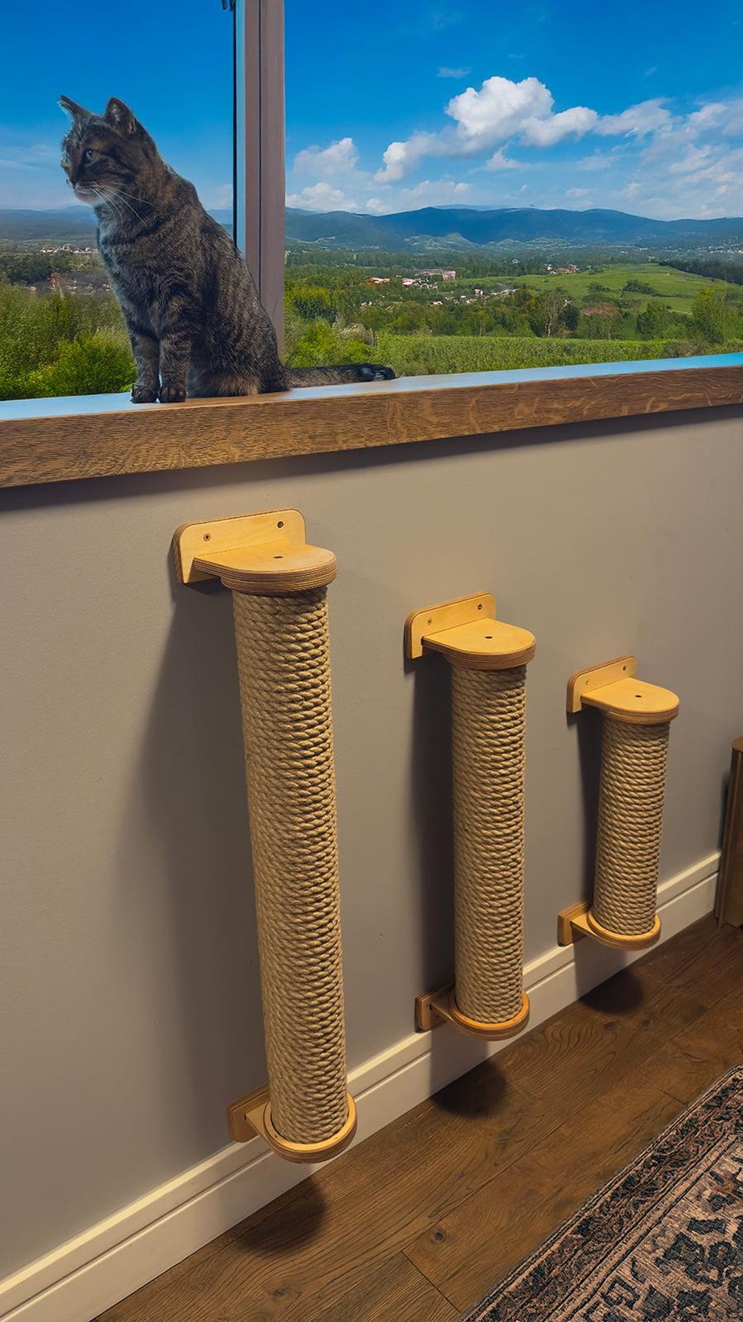 Wall Mounted Cat Scratching Post Catio Cat Tower Cat Tree Cat Scratcher ...