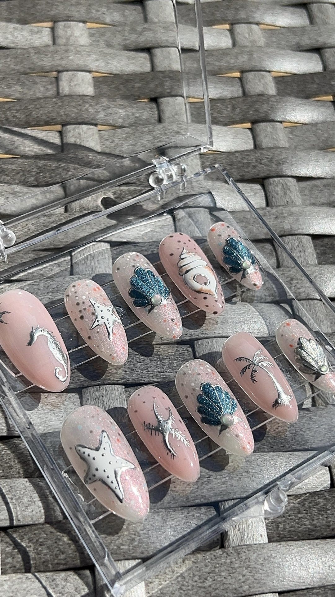 Sea Shell Inspired Beach Nails | Press on Nails | Almond Nails | Summer ...