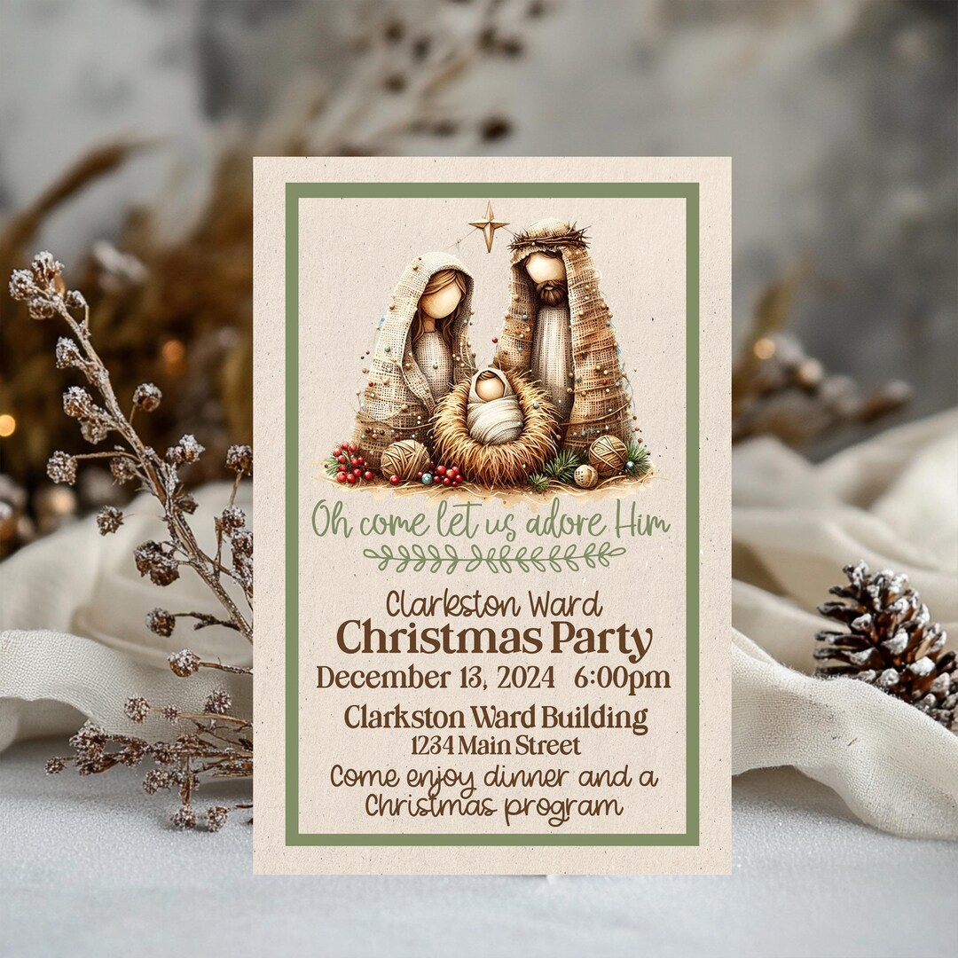 LDS Christmas Ward Party Invitation, Christmas Party Template, LDS ...