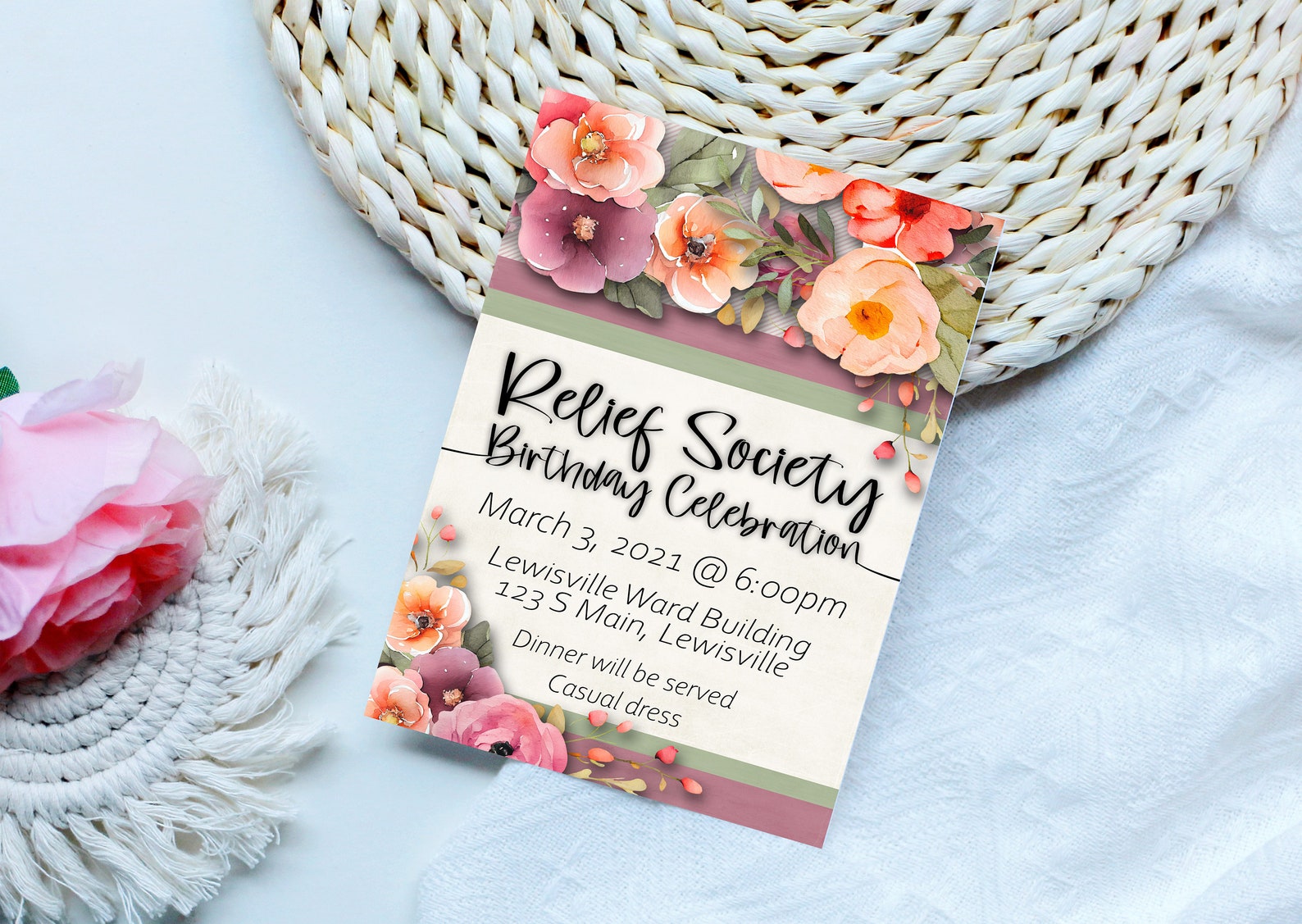 Relief Society Printable, Relief Society Birthday Invitation, Printable ...