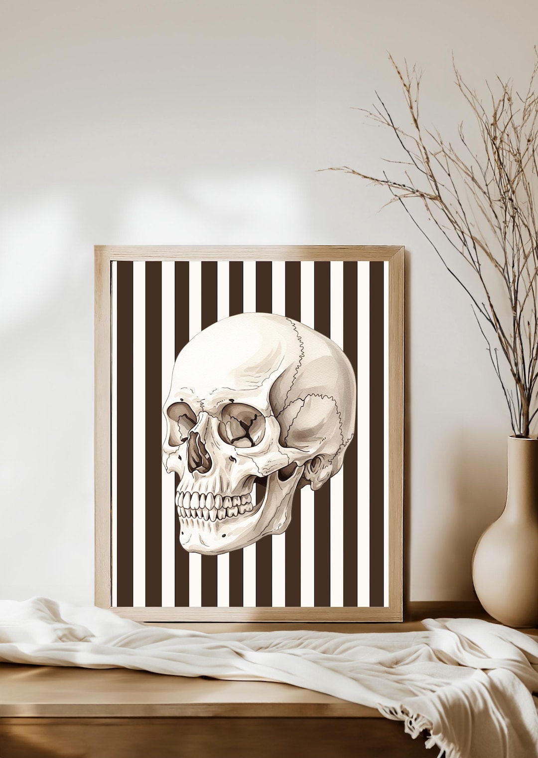 Skull Halloween Printable, Skull Wall Art, Minimalist Halloween Wall ...