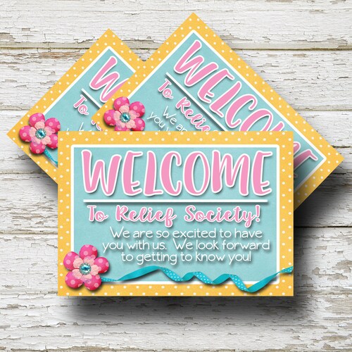 Relief Society Welcome Cards 5x7 Printable - Etsy