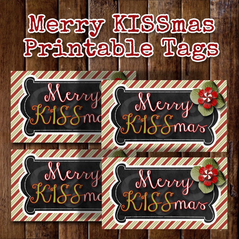 Christmas Gift Tags Printable Christmas Tags Merry Kissmas - Etsy