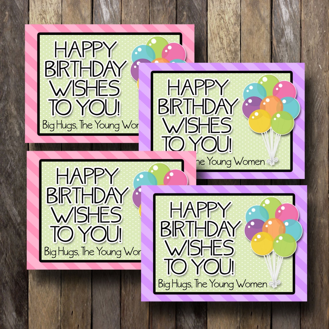 LDS Young Women Birthday Cards 4 3.5x5 Cards Instant | Etsy