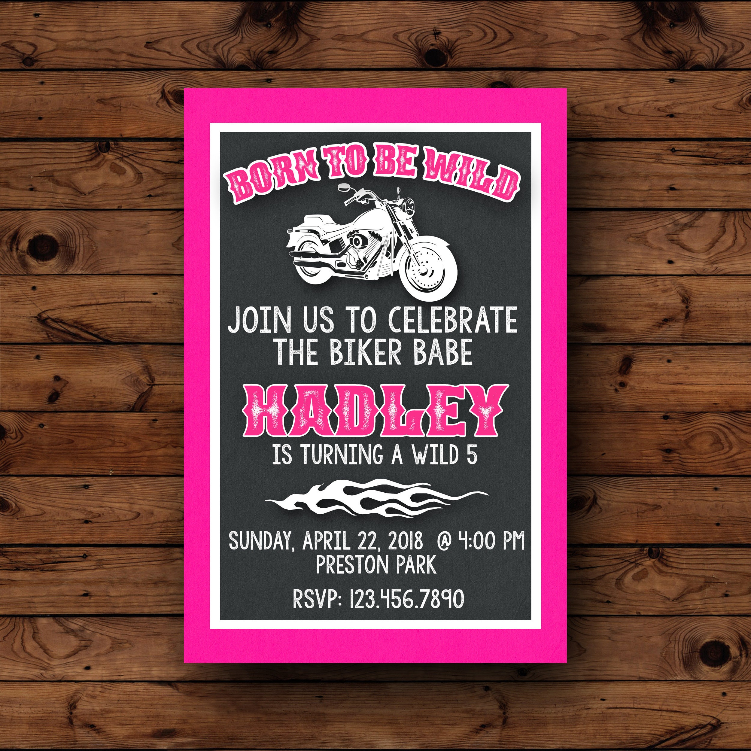 Girl Biker Babe Birthday Invitation, Biker Chick Birthday Invite, Biker ...