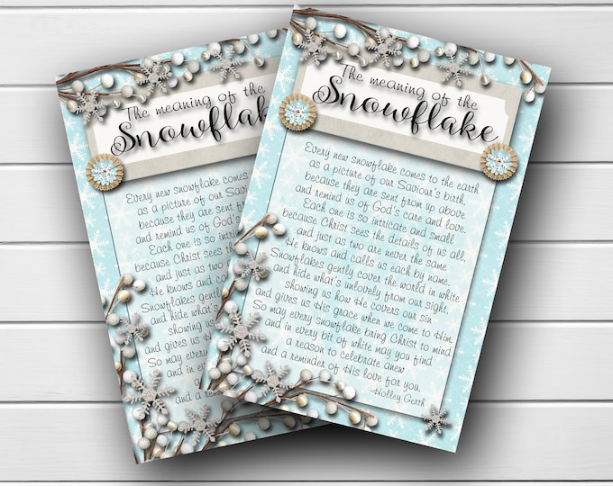 Printable the Christmas Snowflake Poem Gift LDS Neighbor - Etsy