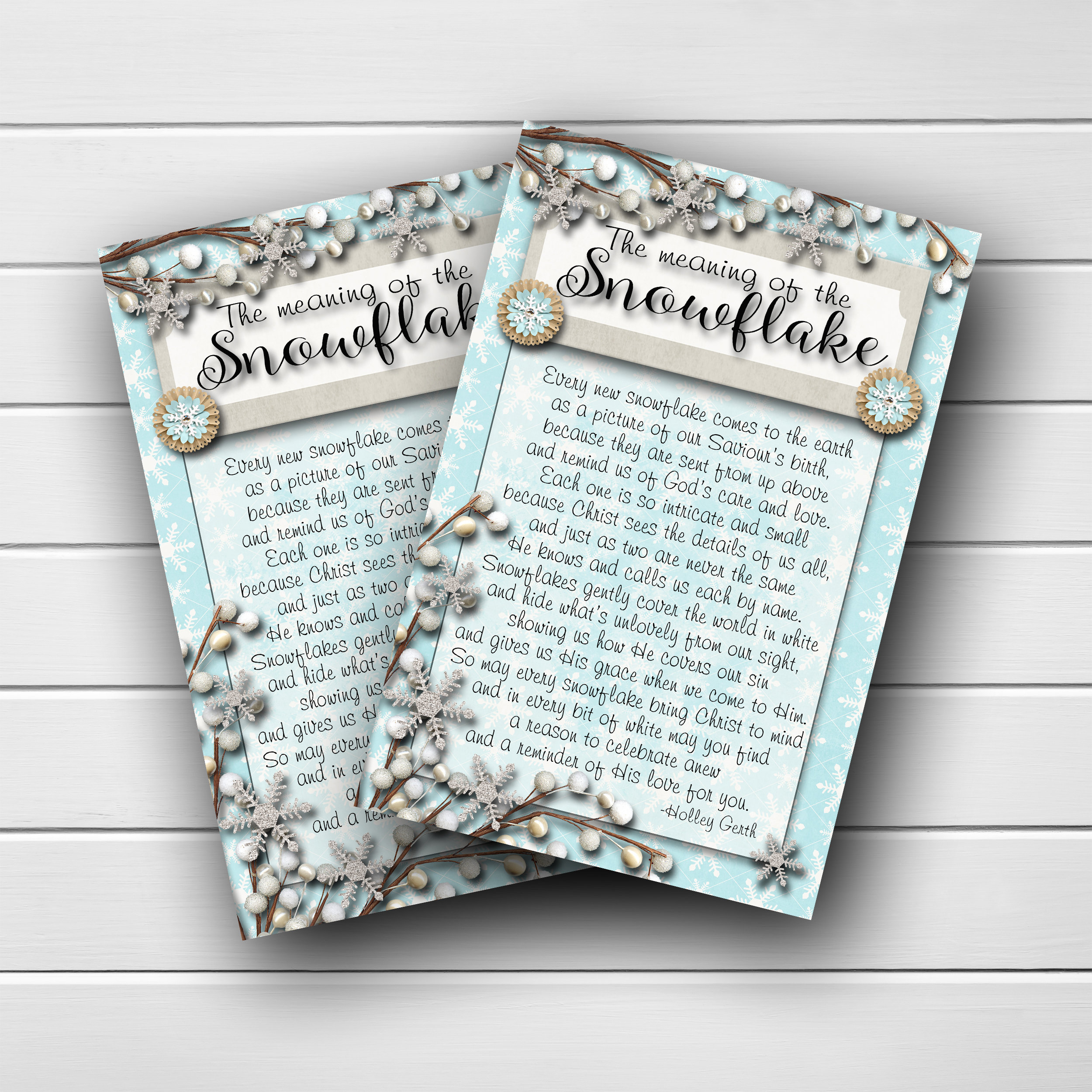 Printable the Christmas Snowflake Poem Gift LDS Neighbor | Etsy