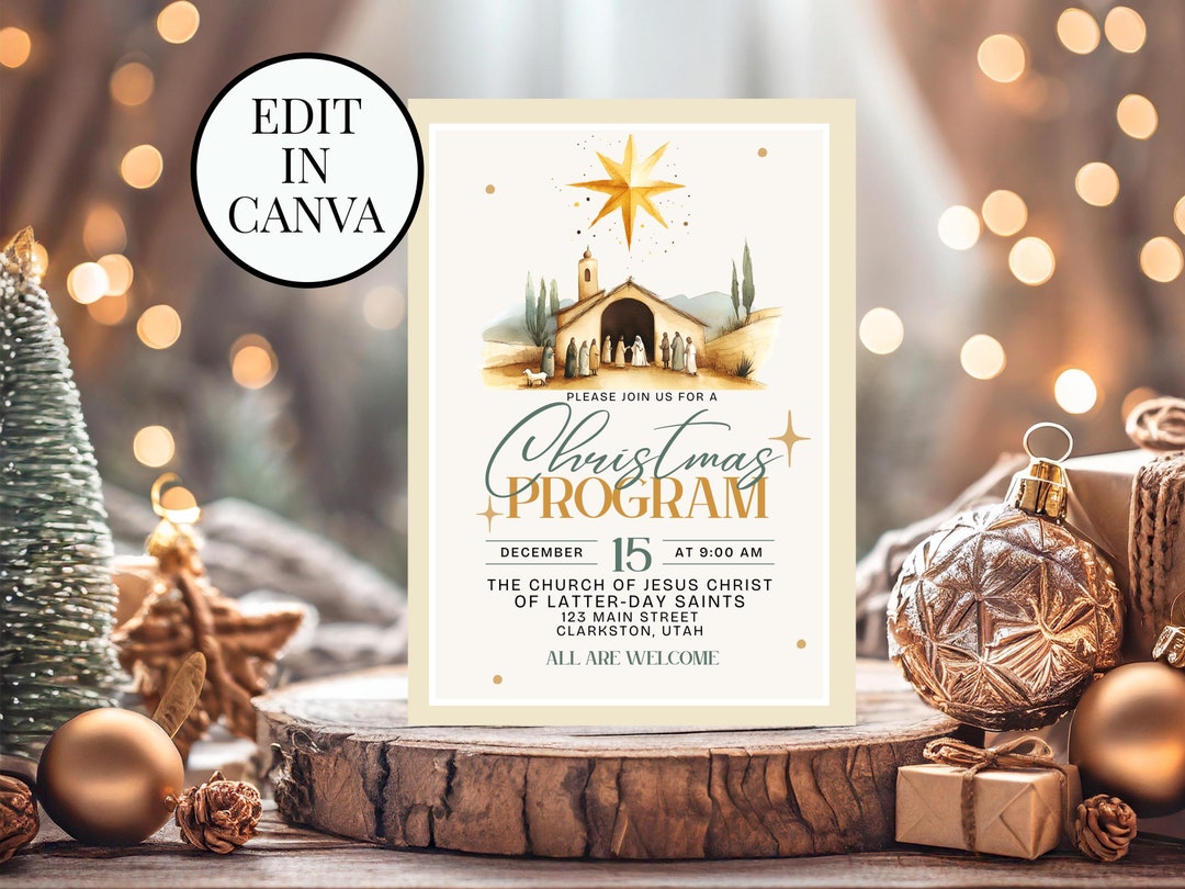 LDS Christmas Program Invitation, Christmas Sacrament Service Invite ...
